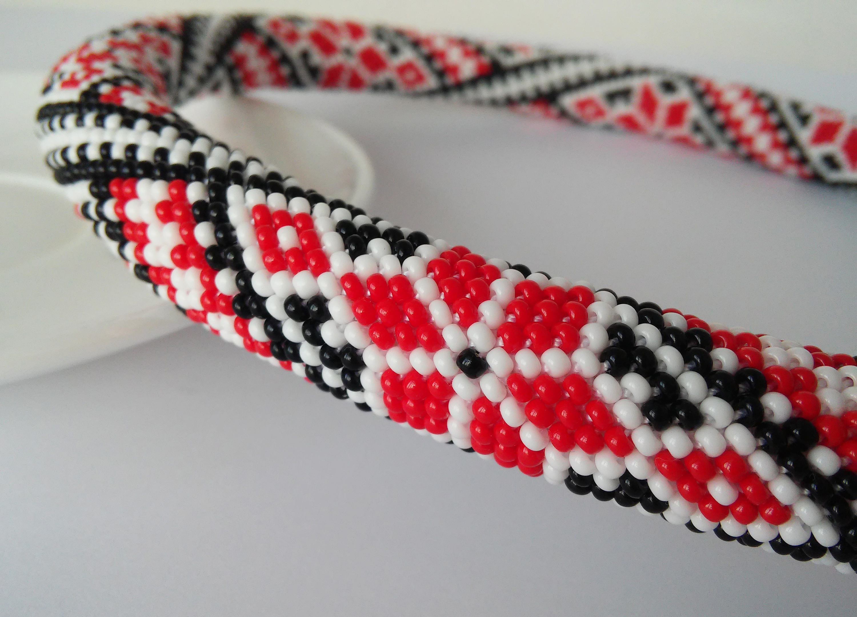 Ukrainian Embroidery Beadwork Crochet Rope Necklace Native - Etsy