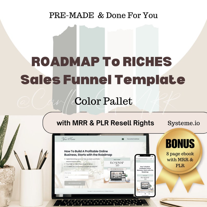 Coastal Roadmap to Riches Funnel Template W/ MRR & PLR simple Systemeio 1-click Import Elegant ...