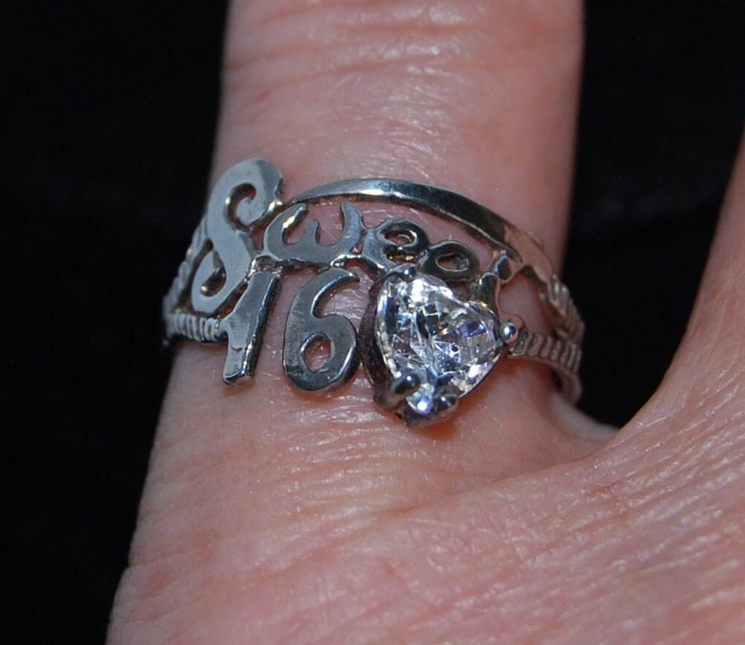 Vintage Sweet 16 Silver Ring With Topaz Heart Kinsela Ring. 16th ...