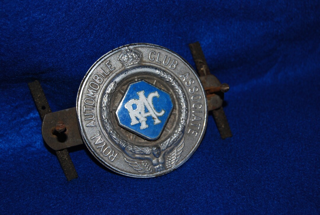 Vintage RAC Associate Car Badge circa 1940, Original Fittings. in 'as ...
