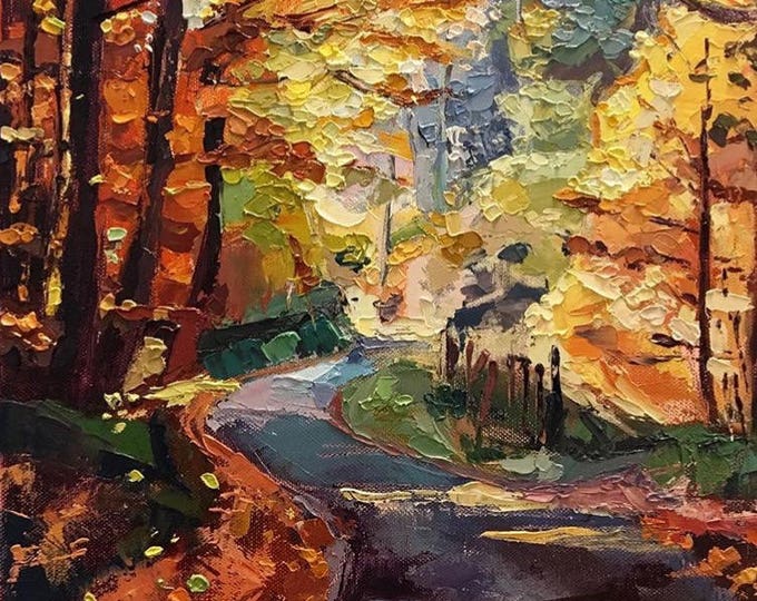 Autumn Light Original Oil Painting on Canvas Textured Palette Knife ...
