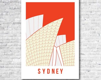 Sydney Opera House Print in Blue Sydney art print Australia | Etsy