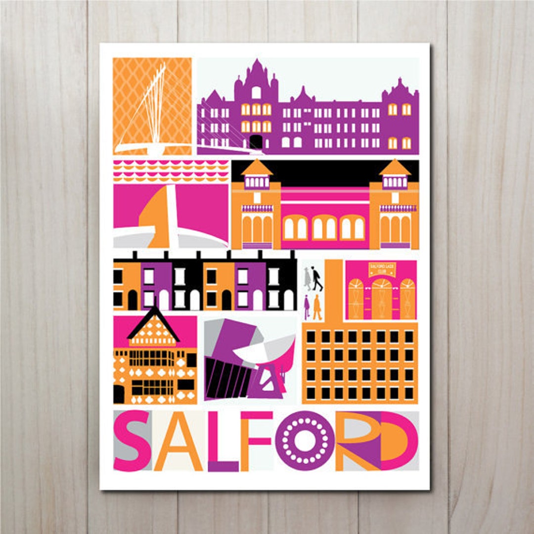 Pink Salford Art Print Salford Wall Art Salford Art Poster - Etsy