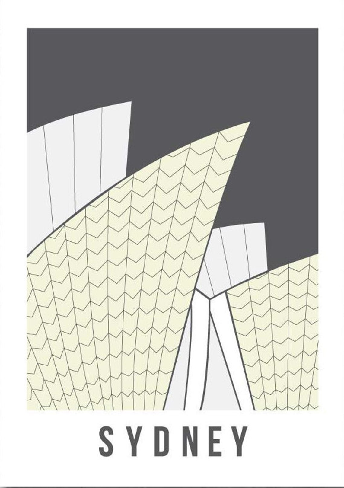 Sydney Opera House Print in Grey Sydney Art Print Australia - Etsy