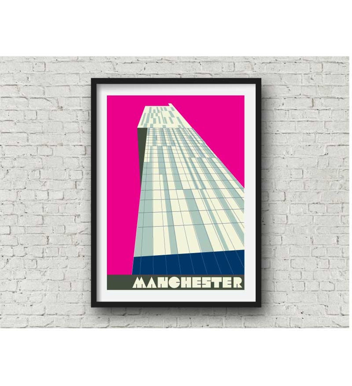 Manchester Beetham Tower in Hot Pink / Manchester Hilton Hotel Print ...