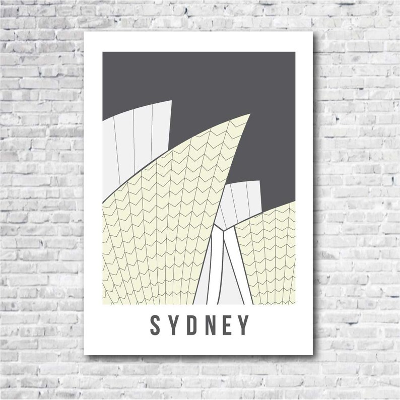 Sydney Opera House Print in Grey Sydney Art Print Australia - Etsy
