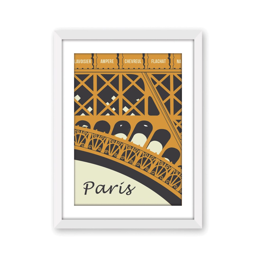 Paris Art Print in Toffee/cream, Paris Eiffel Tower Digital Wall Art ...
