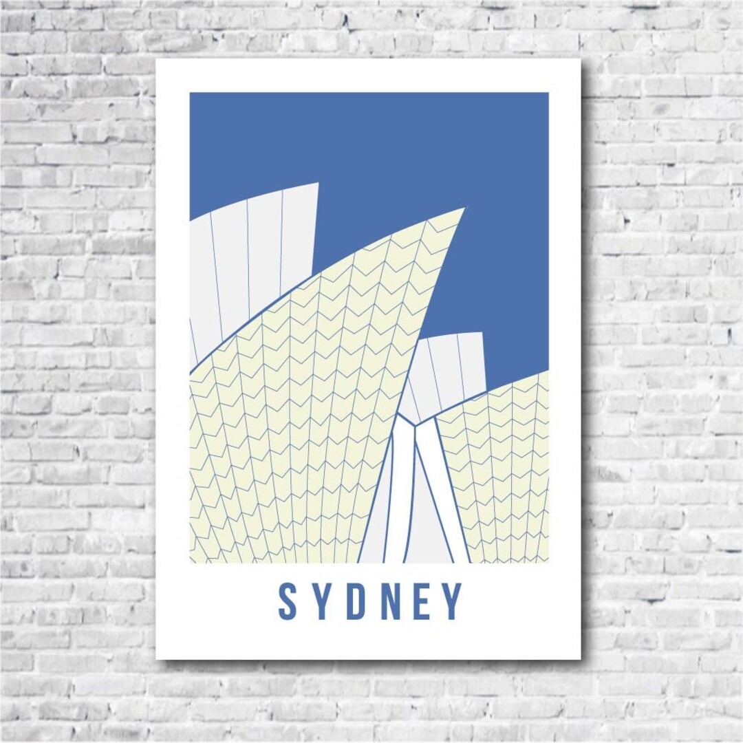 Sydney Opera House Print in Blue, Sydney Art Print, Australia Art ...