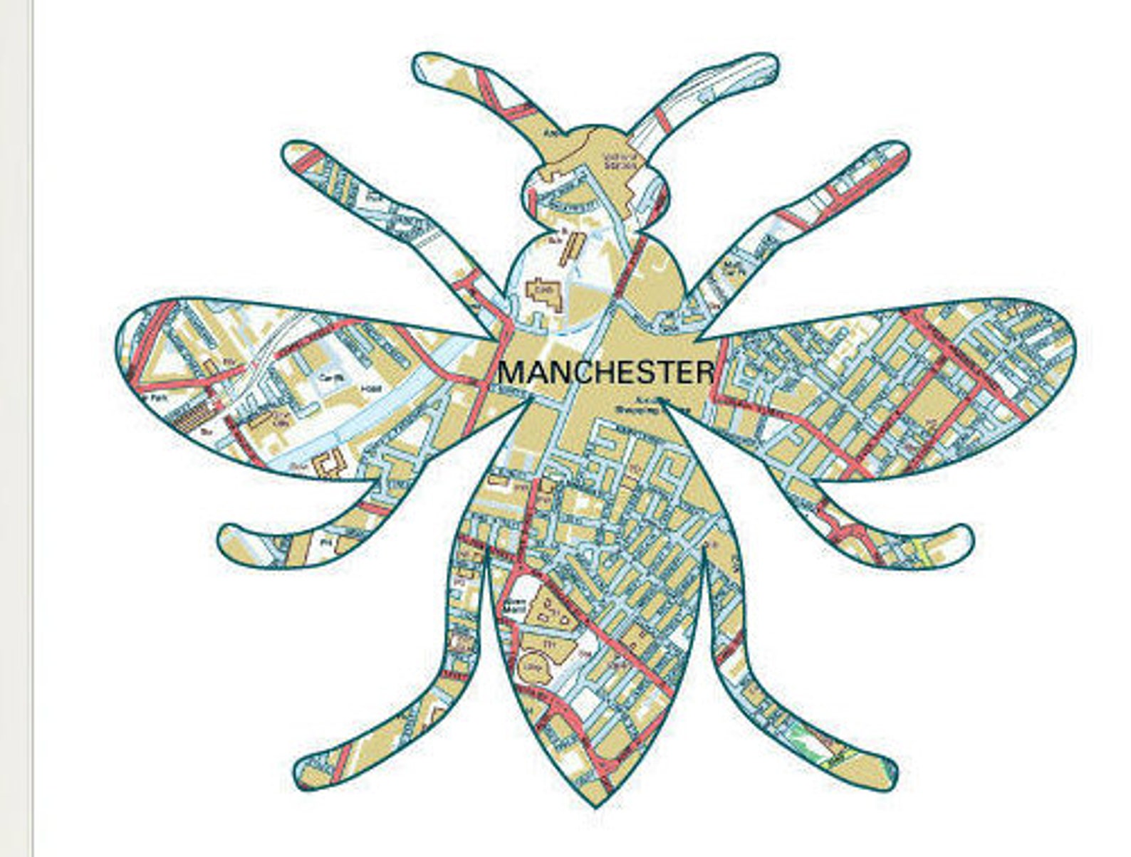 Manchester Bee Map Art Print', Bee Print, Manchester Gift, Manchester ...