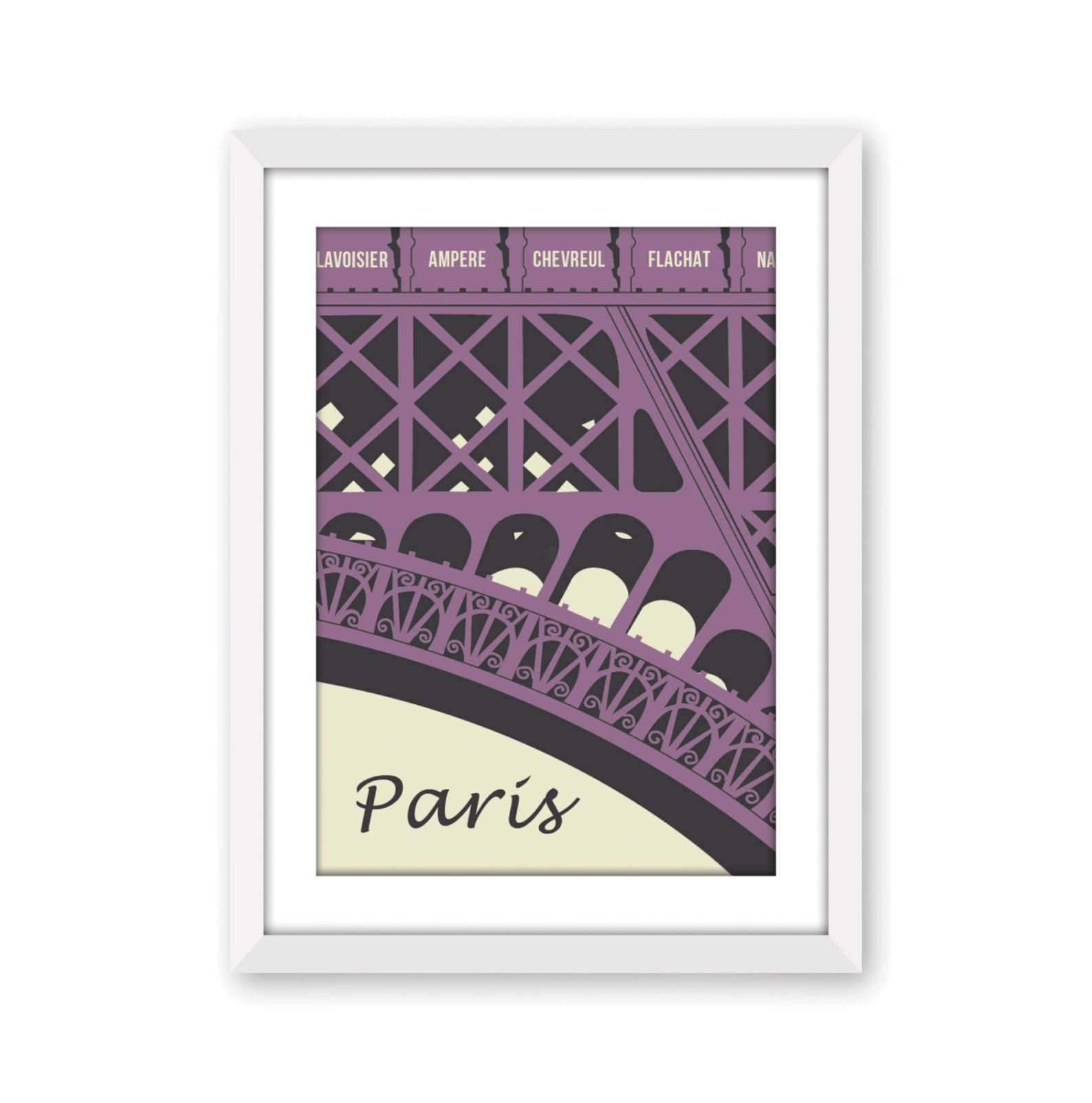 Paris Art Print in Purple, Paris Eiffel Tower Digital Wall Art, Eiffel ...