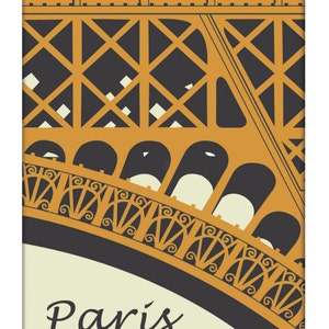 Paris Art Print in Toffee/cream, Paris Eiffel Tower Digital Wall Art ...
