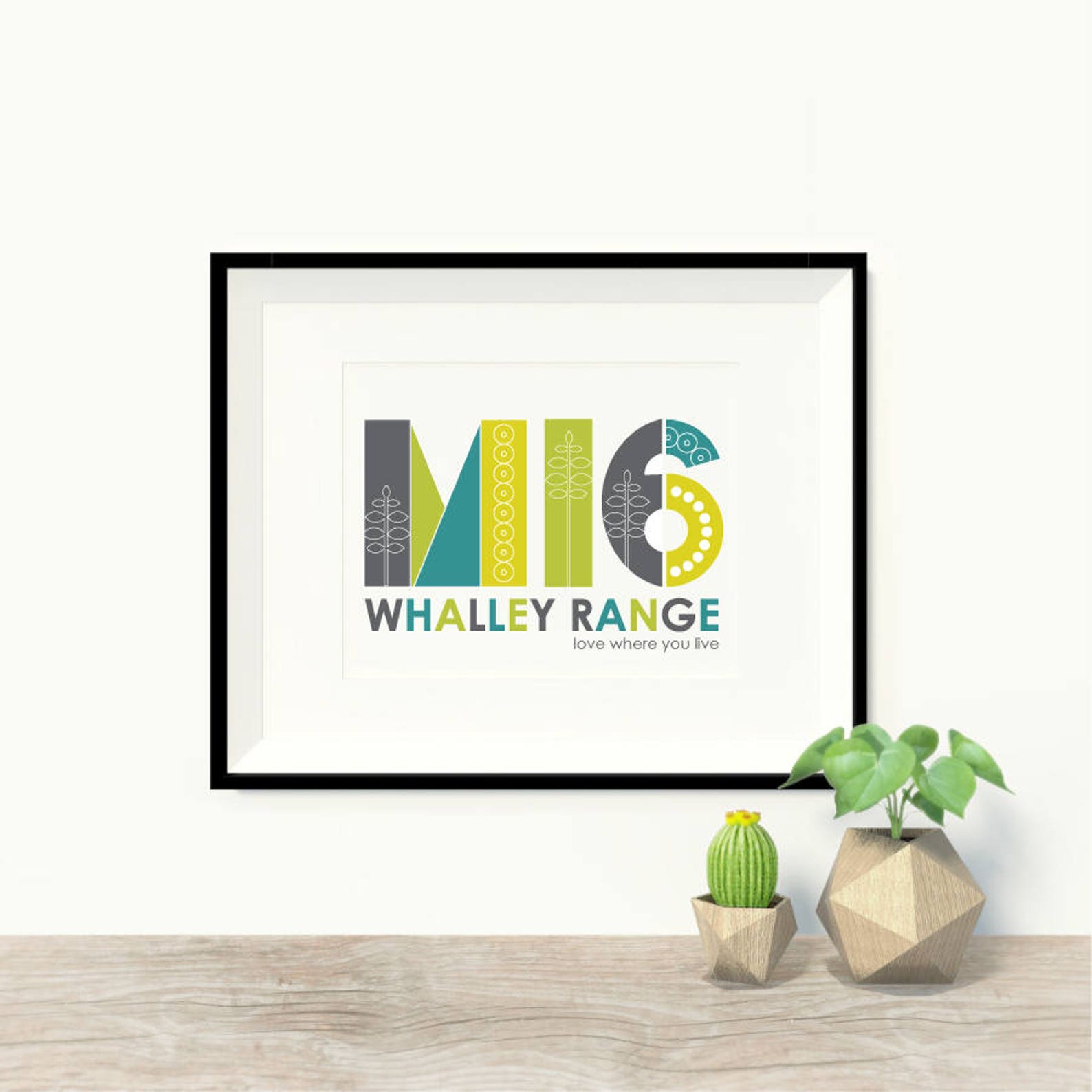 Manchester Art M16 Whalley Range Postcode Art Print - Etsy