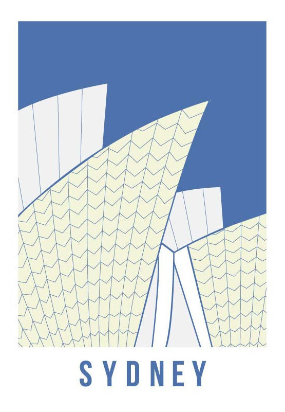 Sydney Opera House Print in Blue, Sydney Art Print, Australia Art ...