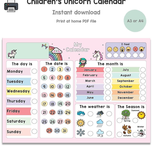 Childrens Calendar - Etsy