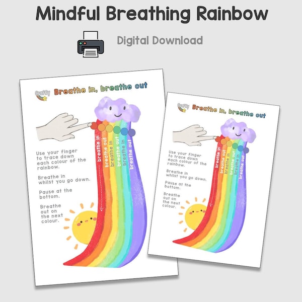 Kids Breathing Worksheets - Etsy