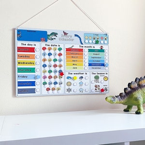 Childrens Dinosaur Calendar Gift, Educational Present, Weather Chart ...