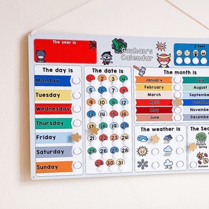 Personalised Boys Superhero Gift - Childrens Calendar - Weather Chart ...