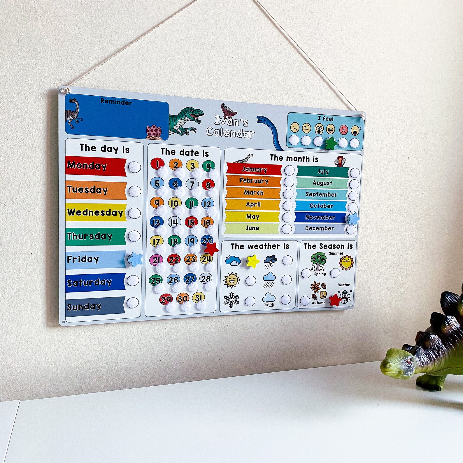 Childrens Dinosaur Calendar Gift Educational Present Weather - Etsy