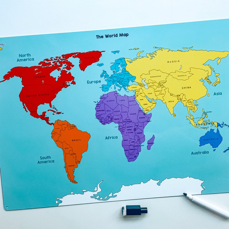 Digital Download World Map for Kids and Children, Teachers and Schools ...