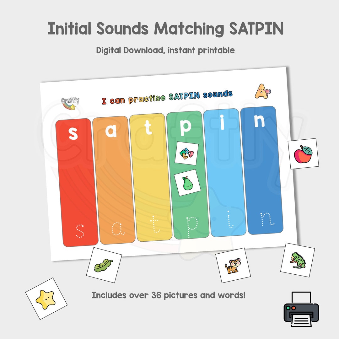 Initial Sounds Matching Printable, Phonics for Kids, Childrens ...