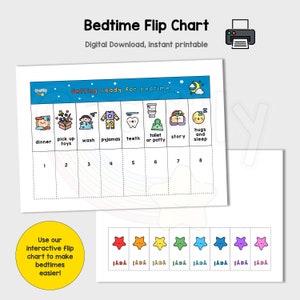 Bedtime Routine Flip Chart for Children, Visual Timetable for Kids, ASD ...