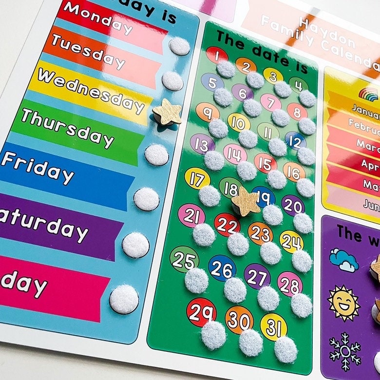 Childrens Calendar Weather Chart Educational Learning - Etsy UK