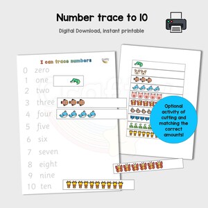 Numbers to 10 Digital Download, Counting to Ten Activity for Preschool ...