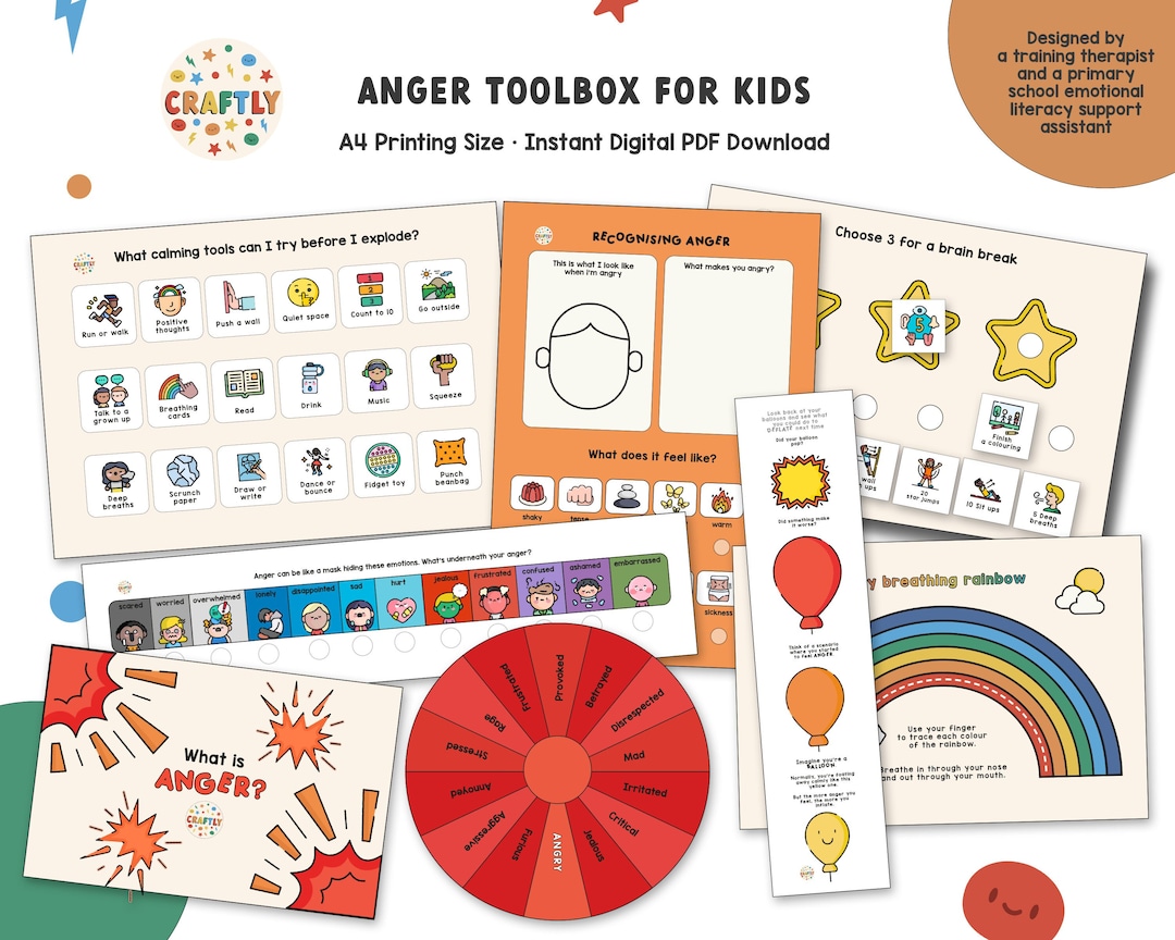 Anger Management Toolkit for Kids, Digital Download Bundle, Managing ...