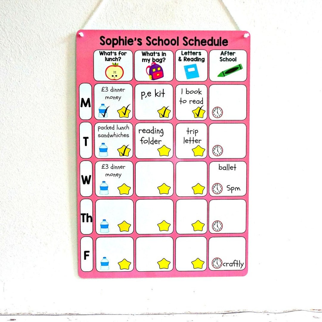 Childrens School Routine Chart - School Schedule Board - Morning ...