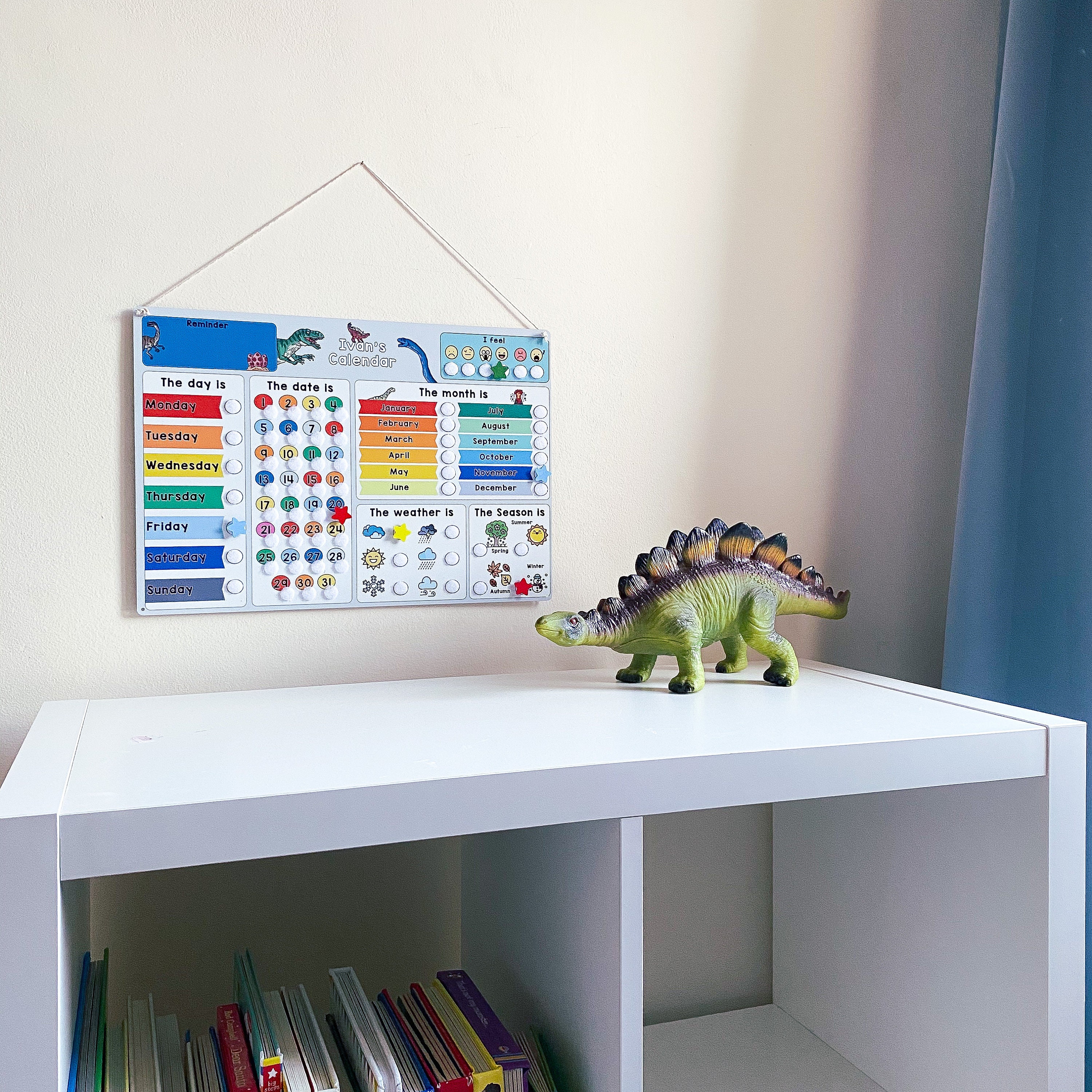 Childrens Dinosaur Calendar Gift, Educational Present, Weather Chart ...