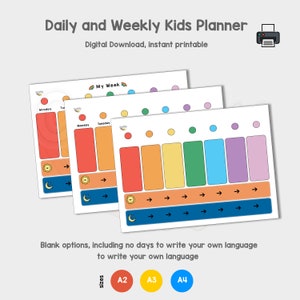 Kids Weekly Daily Planner Printable, Childrens Week Digital Download ...