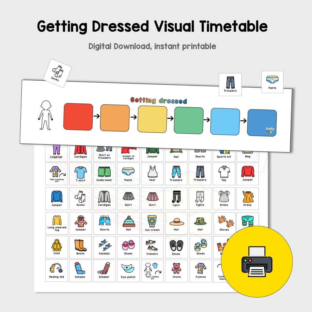 Getting Dressed Visual Timetable, Morning Routine for Toddlers and ...