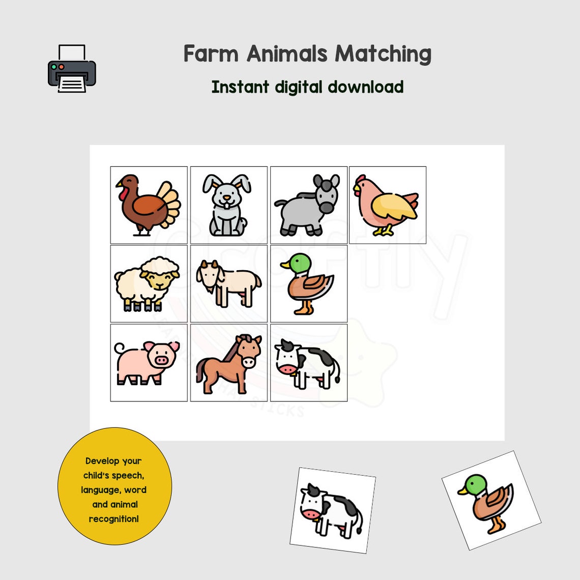 Farm Animals Matching Activity for Toddlers and SEND, Digital Download ...