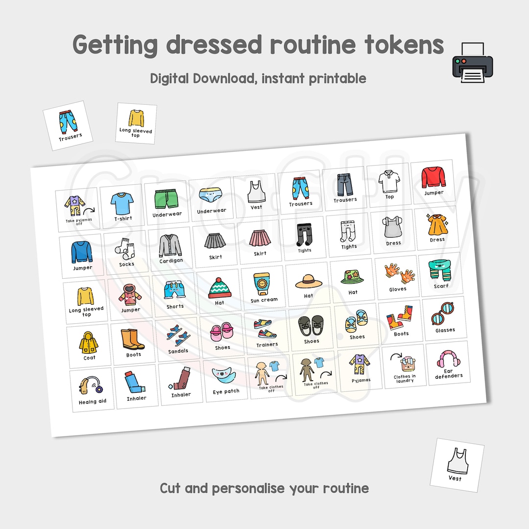 Kids Getting Dressed Routine, Autism Visual Clothes, Now and Next ...