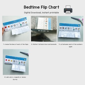 Bedtime Routine Flip Chart for Children, Visual Timetable for Kids, ASD ...