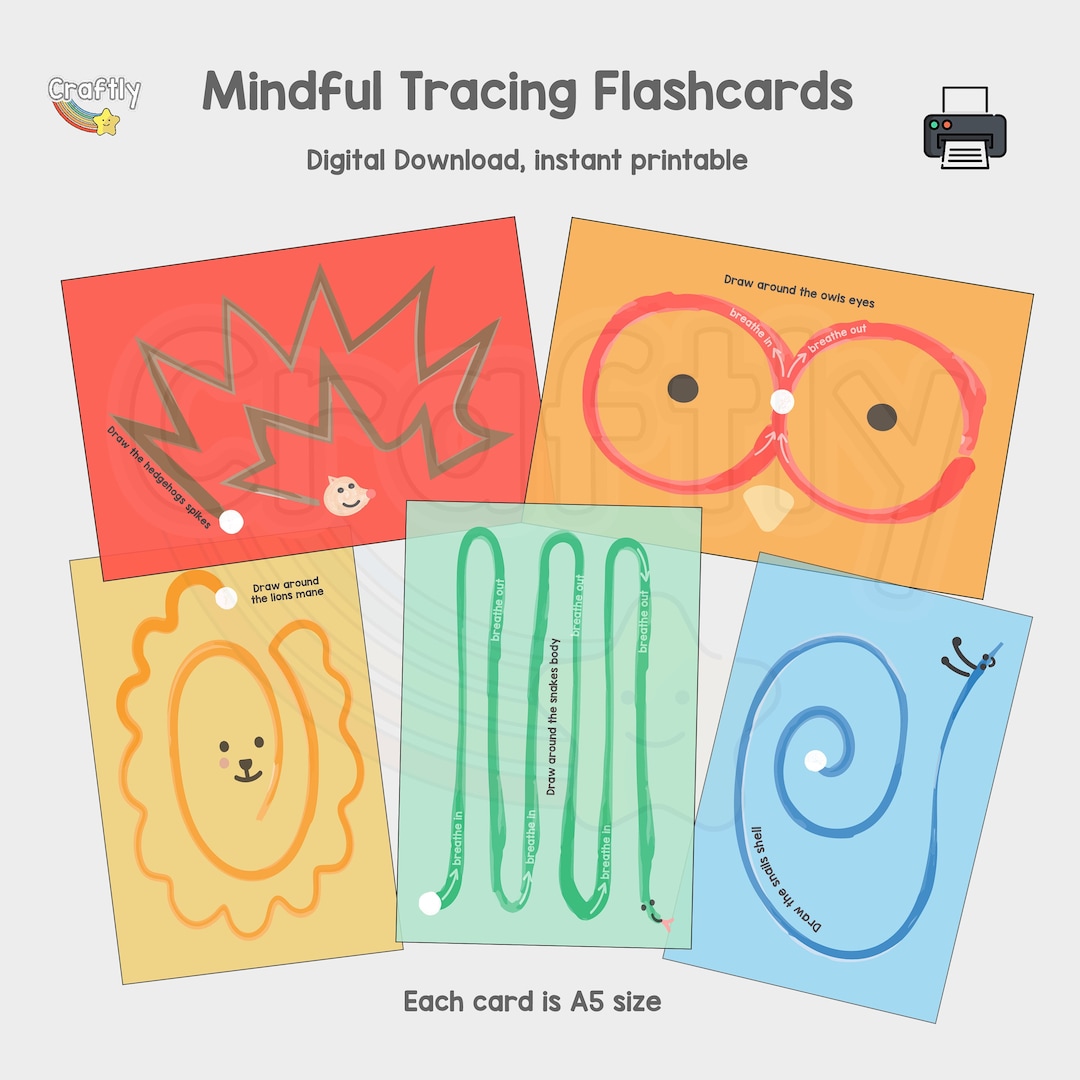 Kids Mindful Breathing Cards, Childrens Anxiety, Emotions and Wellbeing ...