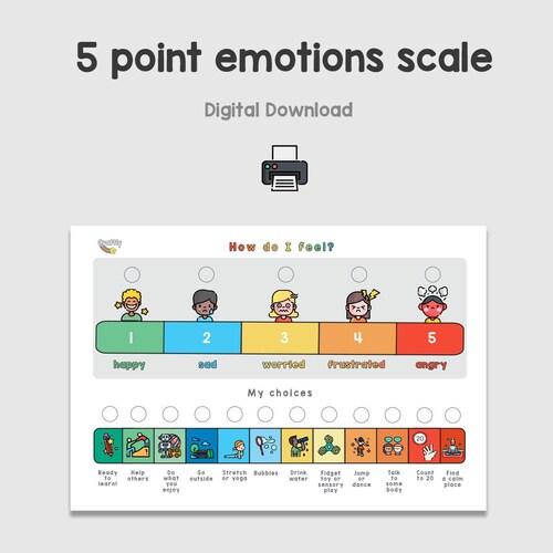 5 Point Emotions Scale Kids Feelings and Emotions Chart - Etsy UK