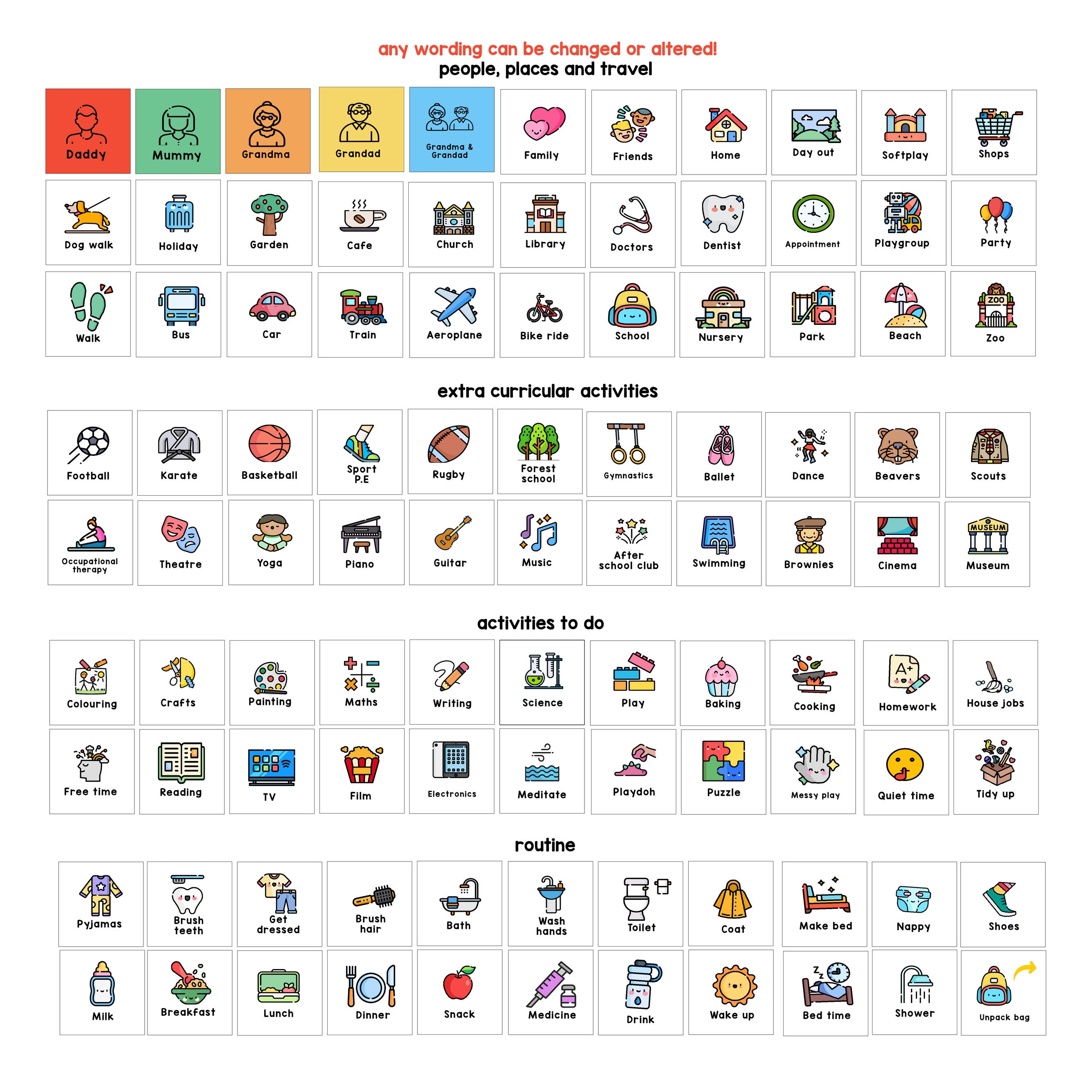 Childrens Weekly Planner Visual Timetable for Kids Daily - Etsy UK