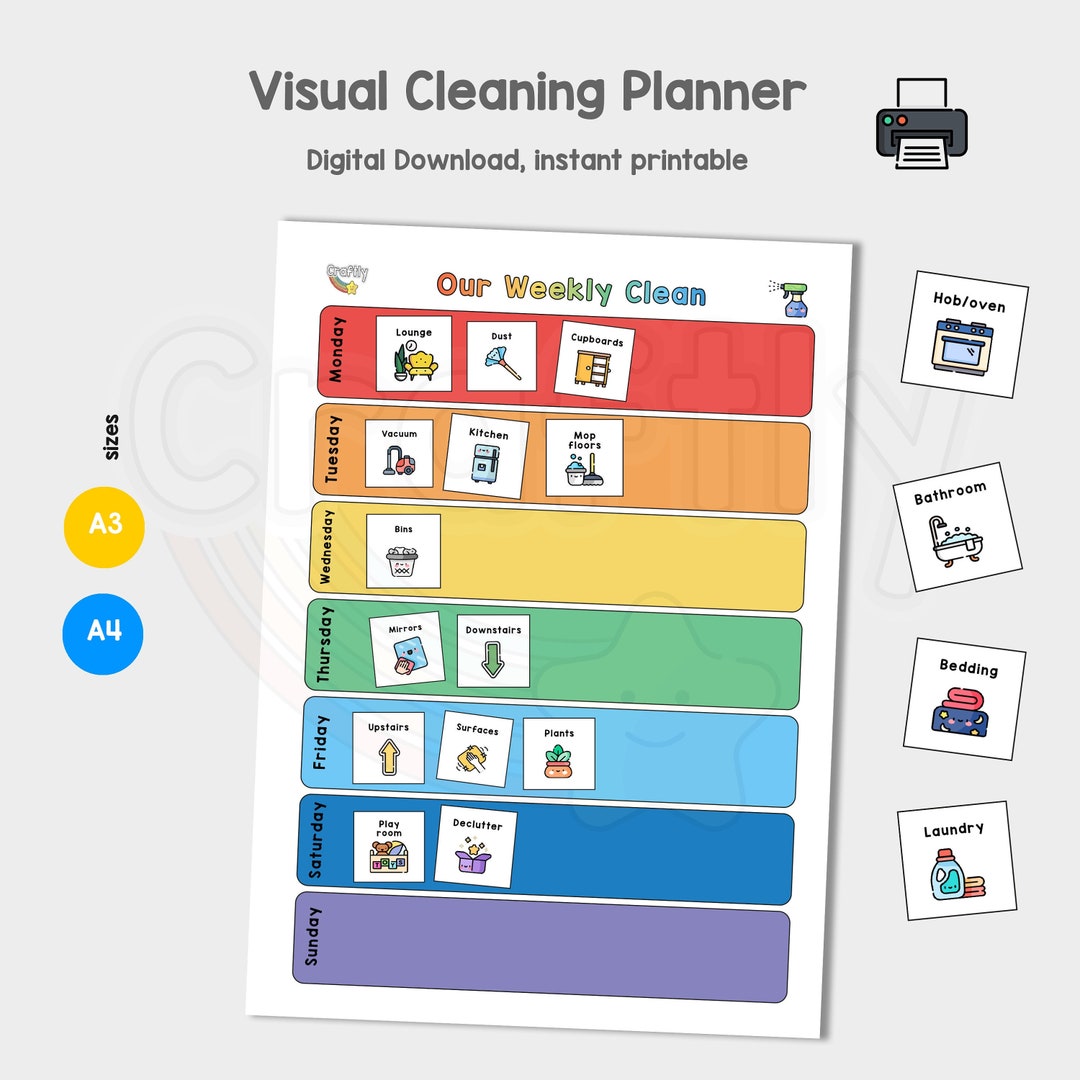 House Chores Chart, Family Cleaning Planner, Digital Download ...