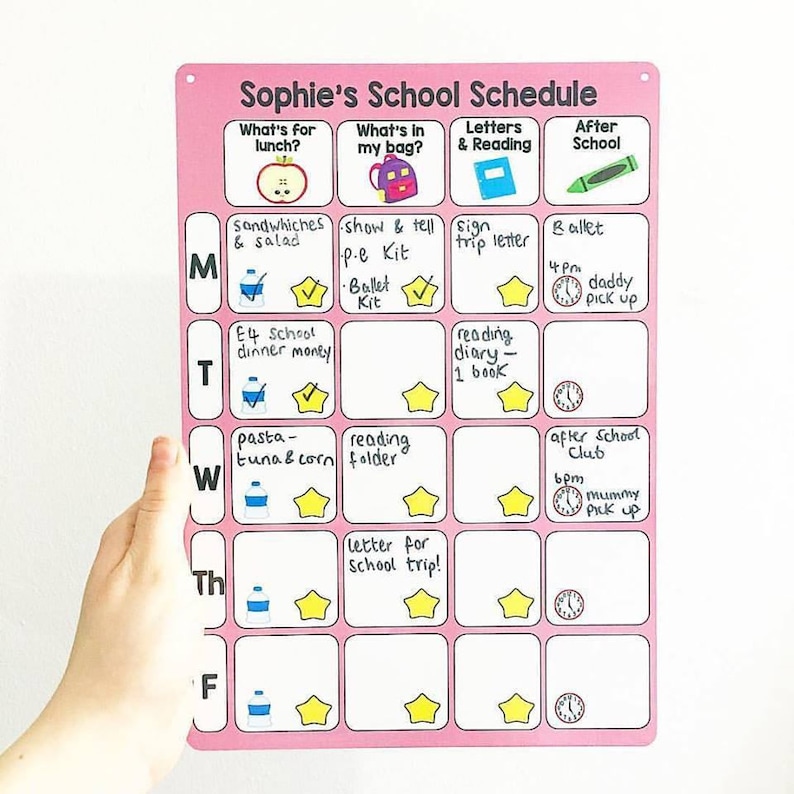 Childrens School Routine Chart School Schedule Board - Etsy
