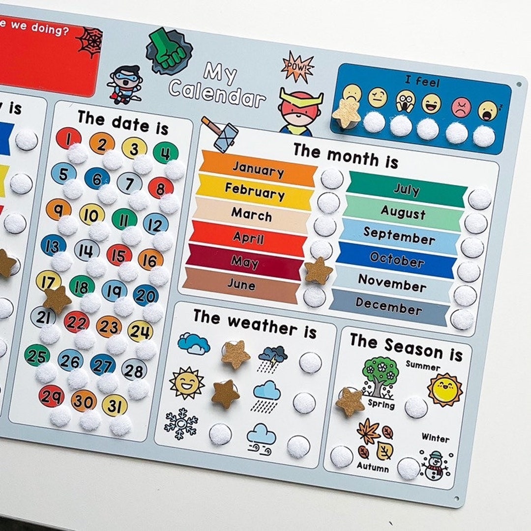 Personalised Boys Superhero Gift - Childrens Calendar - Weather Chart ...