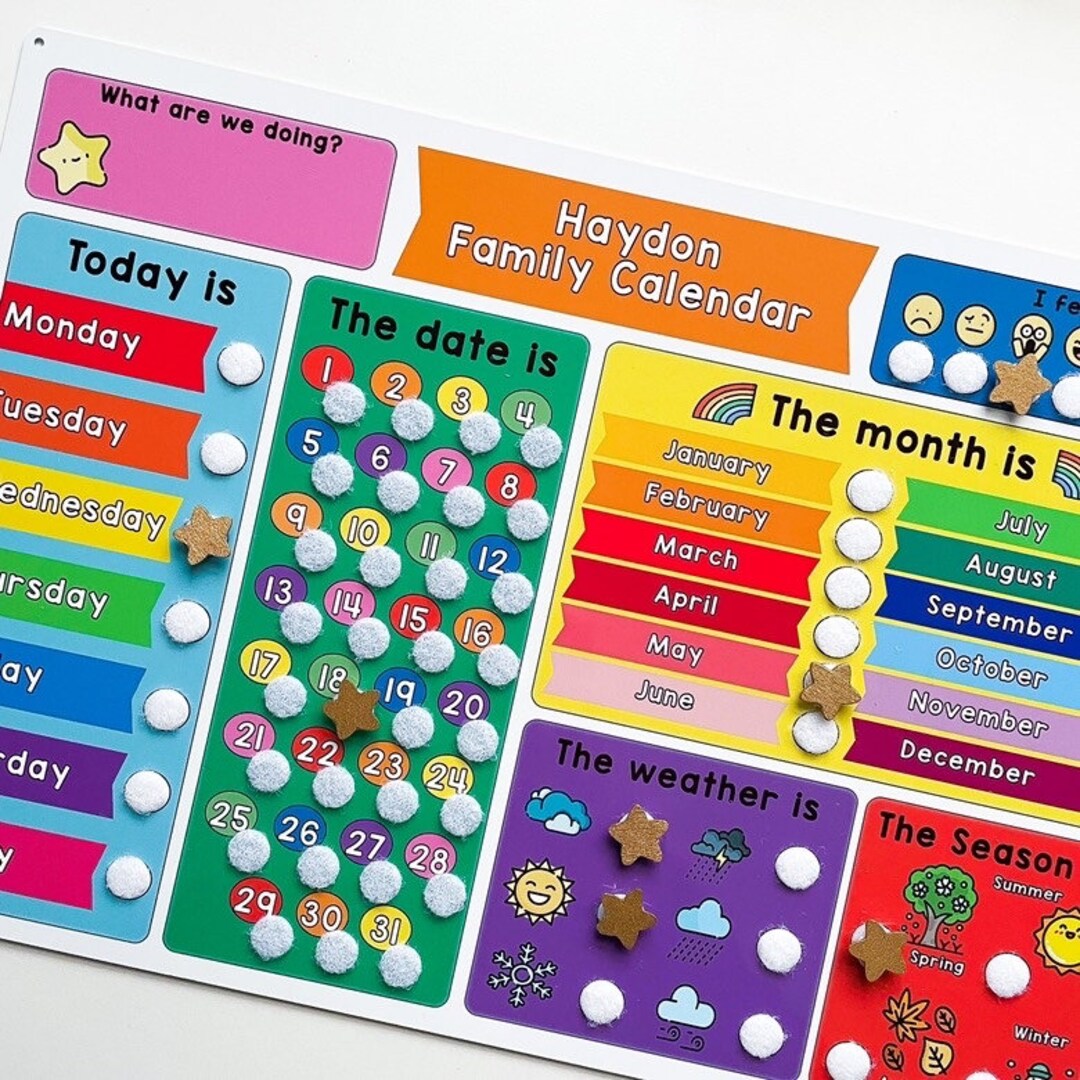Childrens Calendar, Weather Chart, Educational Learning Calendar ...