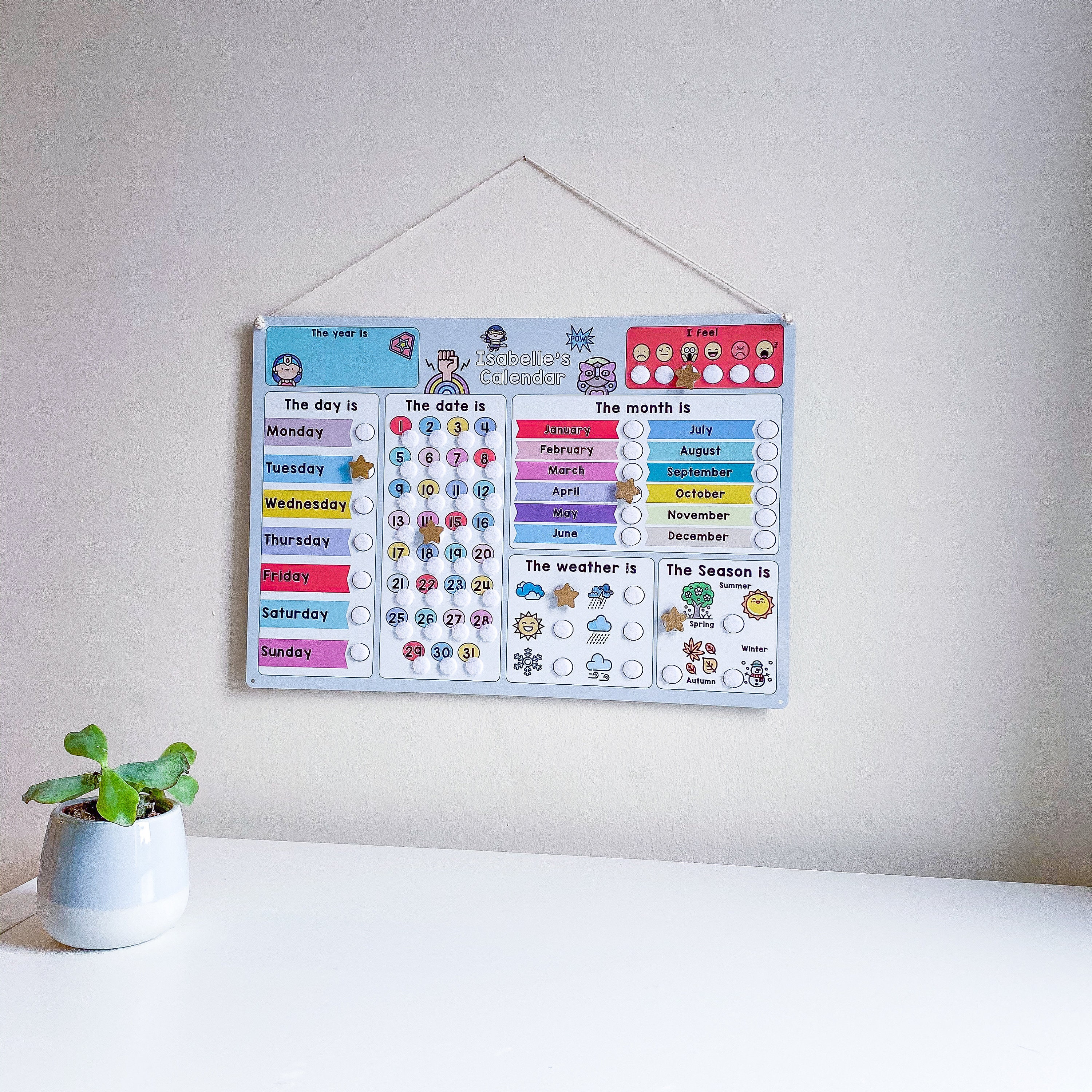 Personalised Supergirls Calendar - Girls Bedroom Decor - Educational ...