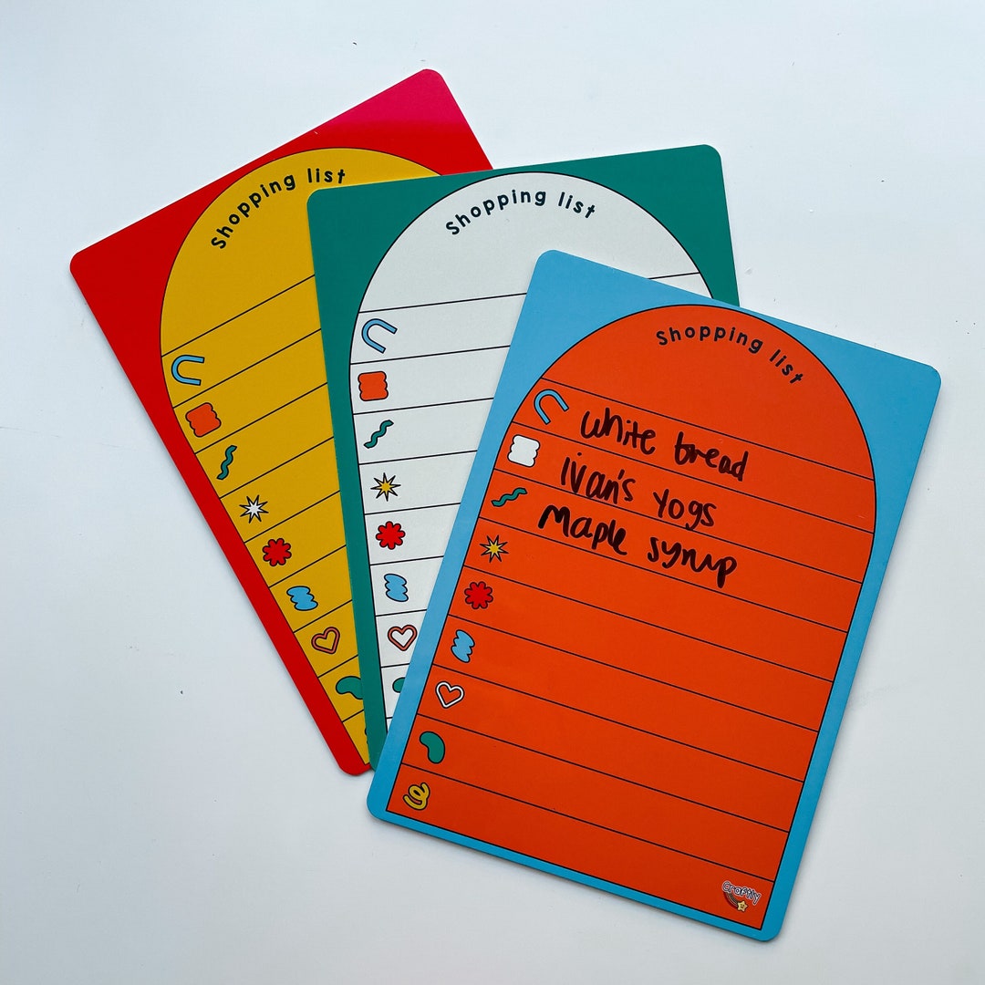 Fridge Shopping List for the Kitchen, Reminders Magnetic Noticeboard ...