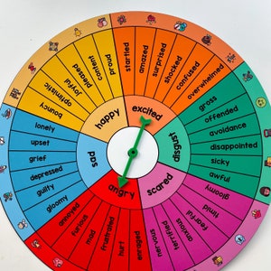 Emotions and Feelings Wheel for Children and Adults, Therapy Resources ...