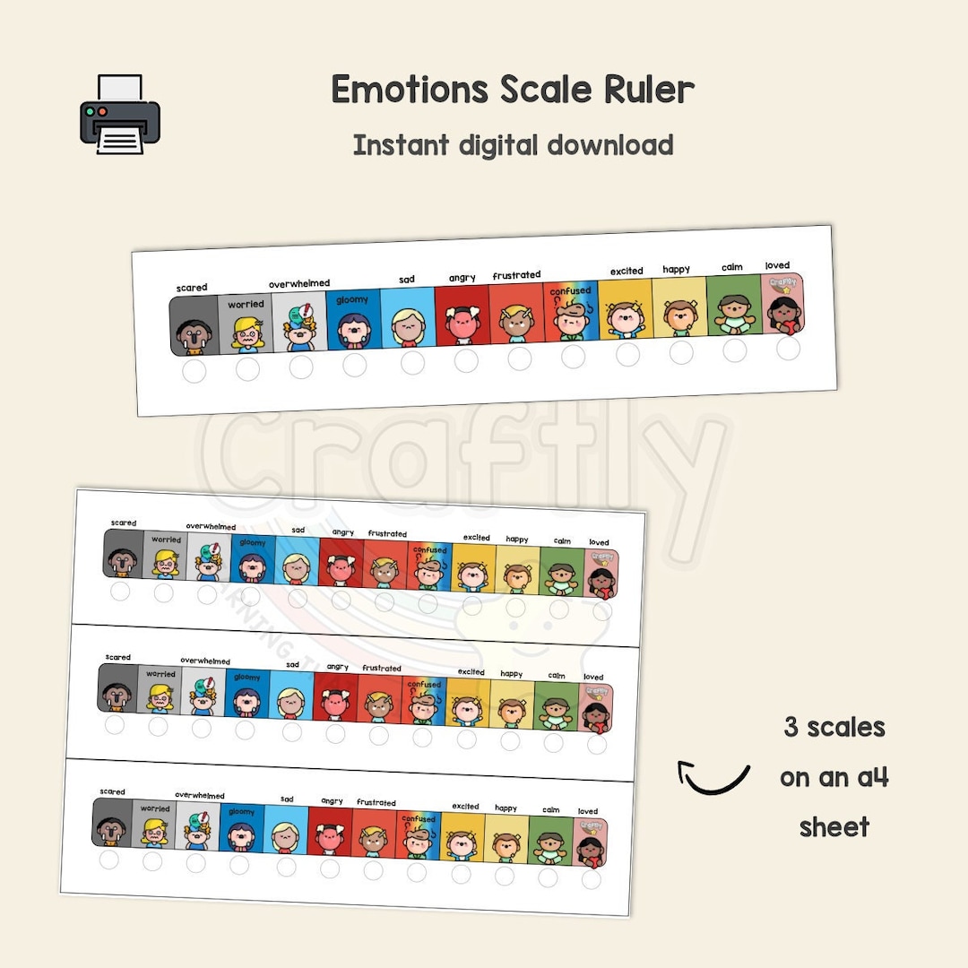 Childrens Emotions Scale Printable, Feelings Chart for Kids and Adults ...