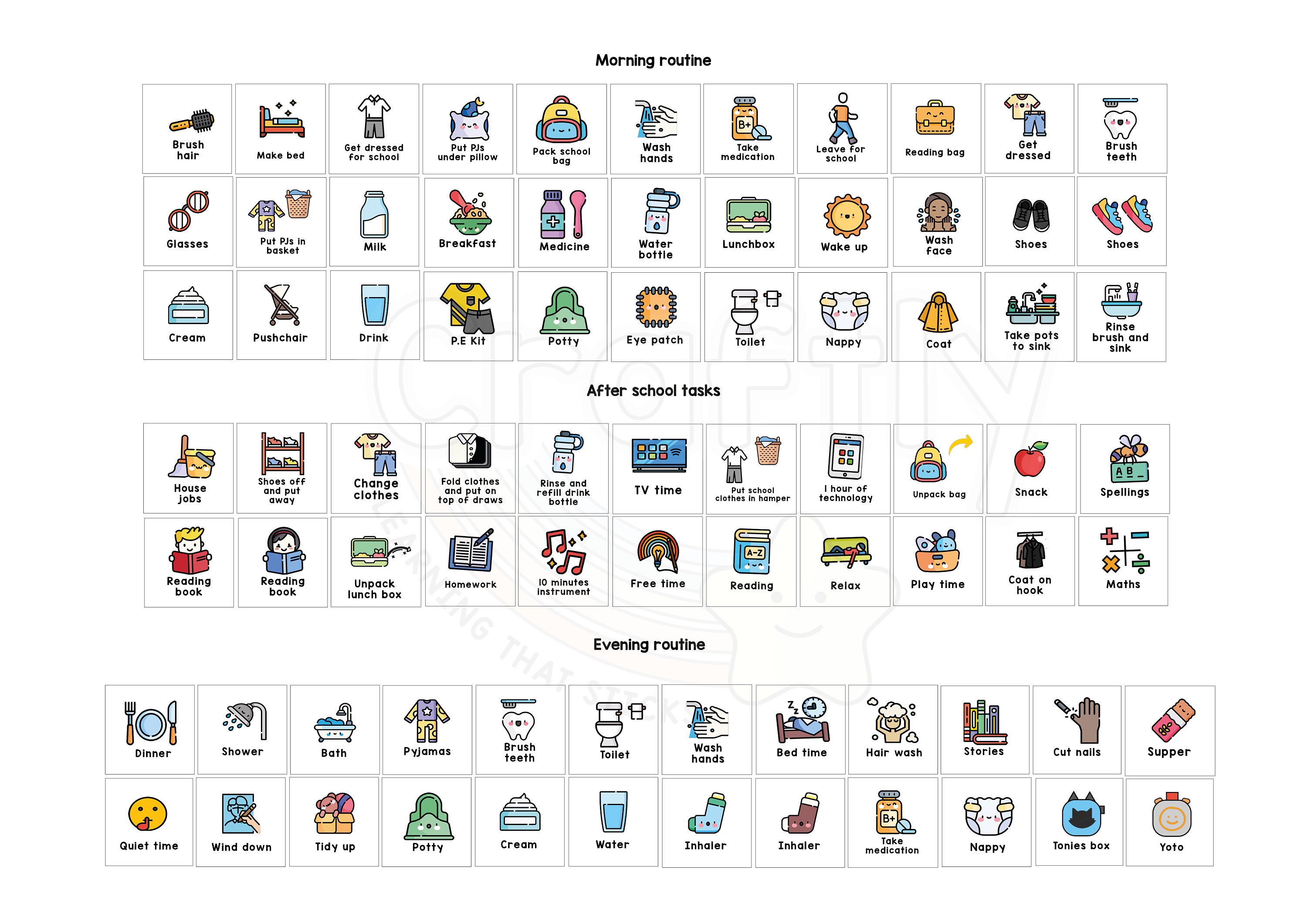 Kids Routine Visual Timetable, Now and Next Board, Morning Tasks for ...