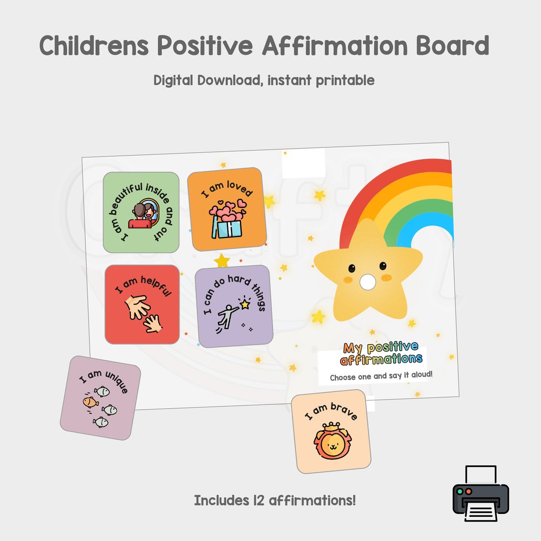 Childrens Positive Affirmations Printable, Mindfulness for Kids - Etsy