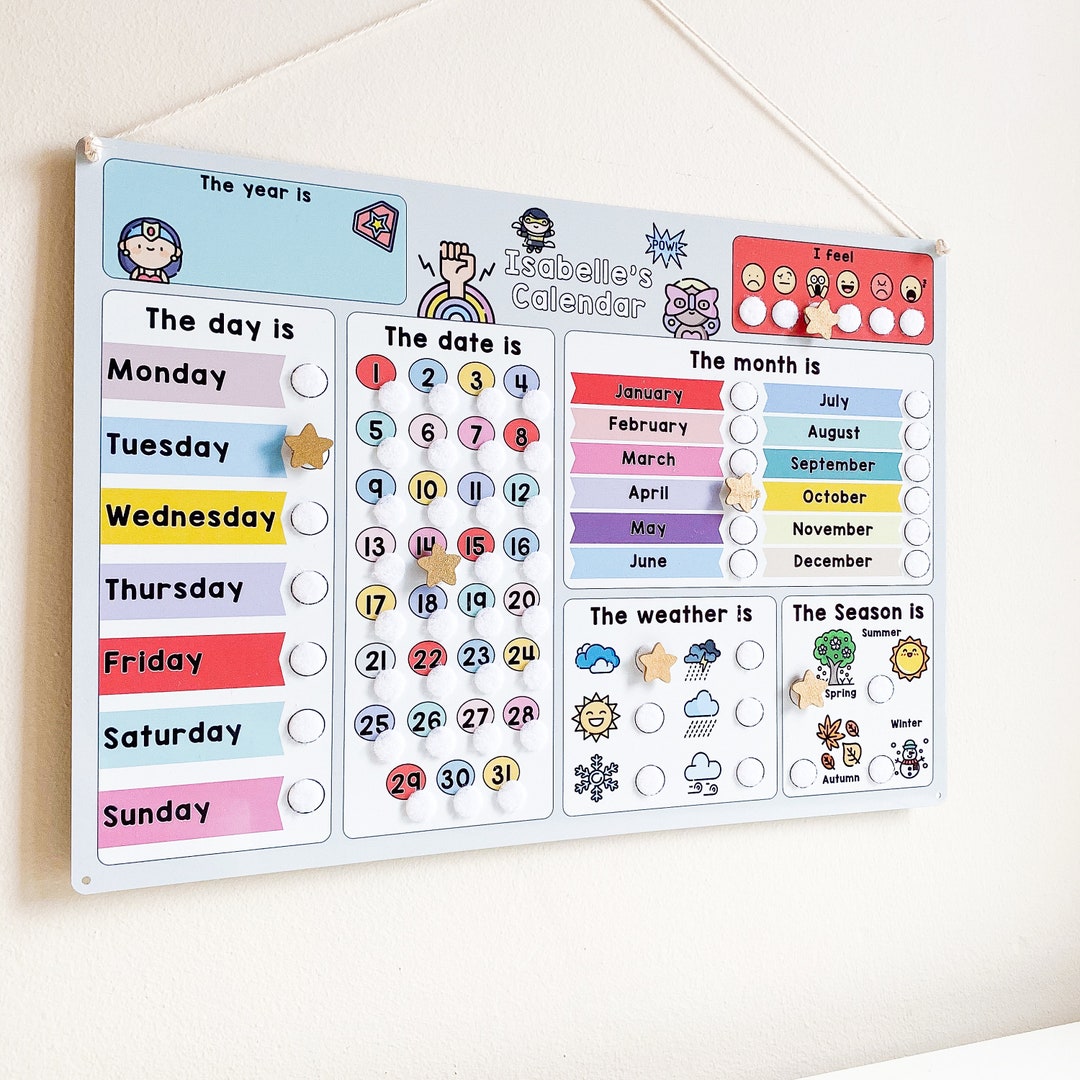 Personalised Supergirls Calendar - Girls Bedroom Decor - Educational ...
