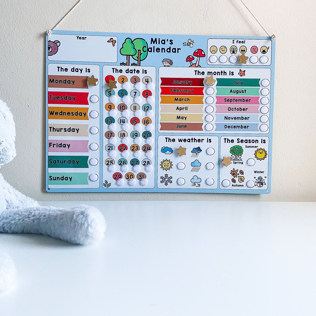 Childrens Woodland Bedroom Decor, Kids Calendar, Educational Weather ...